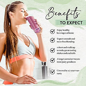 Personal Compact Bullet Blender with BPA-Free 400mL Short Blender Cup and 600mL Tall Cup, Portable Blender for Shakes and Smoothies, Mini Blender for kitchen with Extractor Blade - Domaya