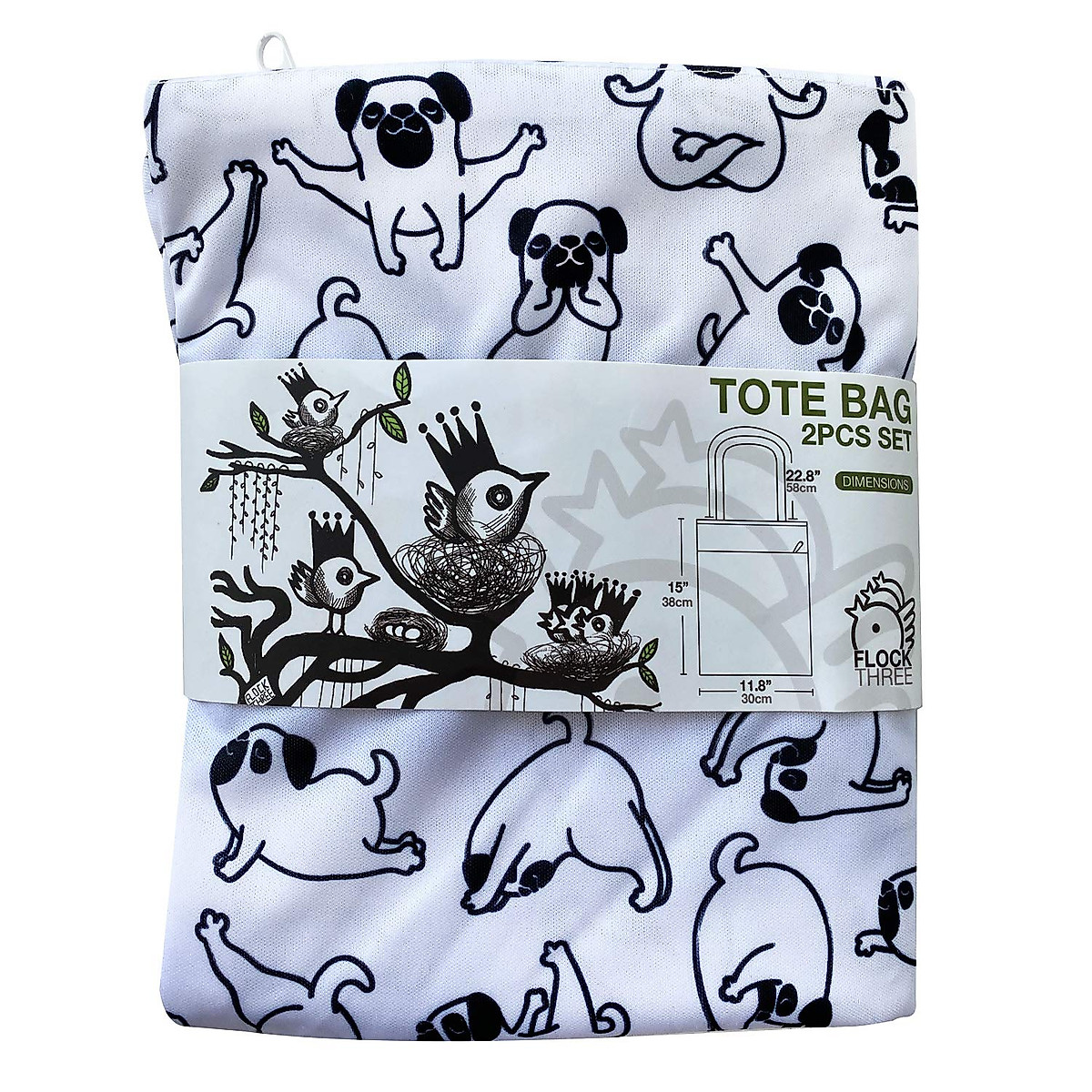 FLOCK THREE 2pcs Wet Dry Bag Waterproof Tote Reusable Wet Clothes Baby Diapers Stroller Swimsuit Travel Small Larger Electronics Toiletries Pouch Cute Dogs