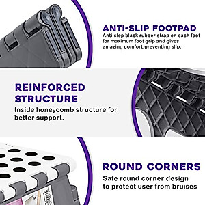 Totally Living 9" Inch Folding Step Stool | Lightweight Anti-Skid & Non-Slip Design | Collapsible Stepping Stool | 300 lb Capacity | Grey/White