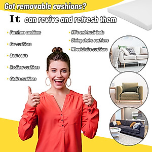 Eazy2hD Furniture Seat Couch Cushions Replacement 20" x 20" High-Density Foam Cushion Sag Repair Soft Chair Square Cushion Foam Support for Sofa Seat Cushiones（Quantity 2）