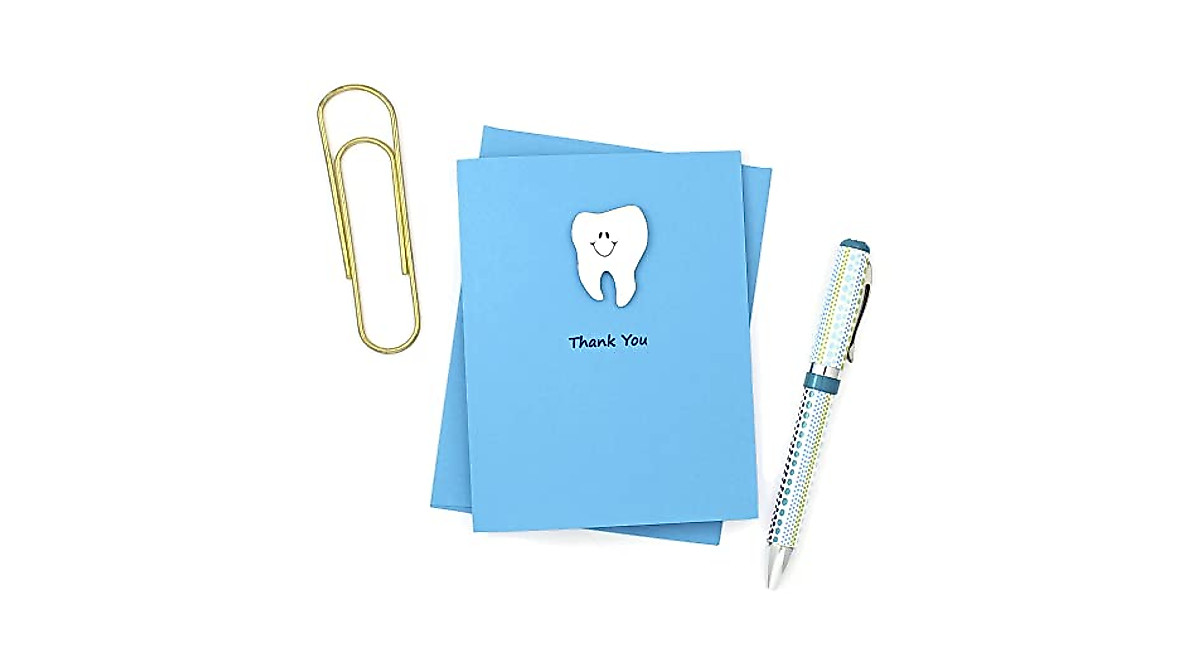 Tooth Thank You Cards - Unique Aqua Blue Pack of 10