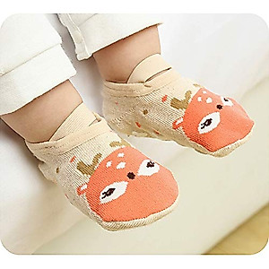 MOLUMIX Baby Anti Slip Grips Animal Socks 8-36 Months, Toddler Non Slip Floor Socks for Girls and Boys 6 Pairs