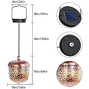 Tomshing Hanging Solar Lights Pathway Outdoor Large Garden Solar Metal Lights Waterproof LED Solar Lanterns for Porch, Patio and Walkway (Bronze)