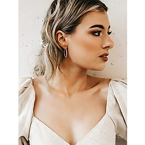 SWEETV 925 Sterling Silver Hoop Earrings for Women Sliver Huggie Earrings Hypoallergenic Textured Huggie Hoop Earring for Sensitive Ears 24MM