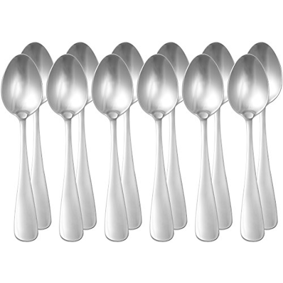 Amazon Basics Stainless Steel Dinner Spoons with Round Edge, Pack of 12, Silver