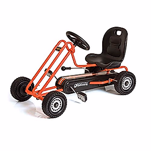 Hauck Lightning - Pedal Go Kart | Pedal Car | Ride On Toys for Boys & Girls with Ergonomic Adjustable Seat & Sharp Handling - Orange, Large