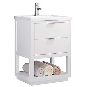 LUCA Kitchen & Bath LC24GWP Sydney 24" Bathroom Vanity Set in White with Integrated Porcelain Top