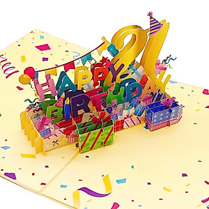 Liif Happy 21st 3D Greeting Pop Up Birthday Card, 21 Birthday Card For Him, Her, Son, Daughter, sister | With Message Note & Envelop | Large Size 8 x 6 inch