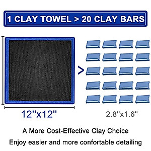 GMISUN Clay Towel, 2 Pack Clay Bar Towel for Car Detailing, Fine Grade Auto Magic Clay Bar Cloth, Scratch-Free and Paint Safe, for Cars Polishing Detailing, Removing Paint Contaminants