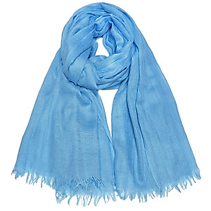 Women Summer Scarfs Cotton Lightweight Large Long Gauze Shawl Beach Wrap Plain 75”×43” Sky Blue