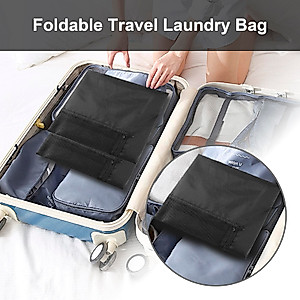 Femuar Laundry Bag Backpack Durable Laundry Bag with Shoulder Straps and Mesh Pockets Portable Laundry Dirty Clothes Hamper Bag for College Dorm (Black)