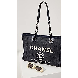 CHANEL Women's Pre-Loved Deauville Medium Tote, Denim, Blue, One Size