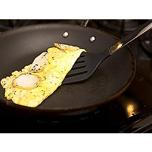 Daily Kitchen Spatula Heat Resistant Silicone and Stainless Steel - Slotted Turner Spatula Rubber Grip - Flexible Silicone Spatula Turner for Cooking and Non Stick Cookware - Versatile Kitchen Spatula