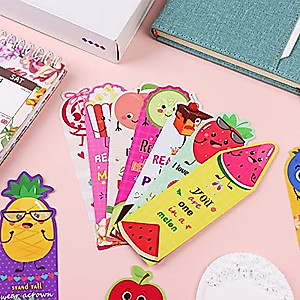 craftshou 120 Pcs Fruit Scented Bookmarks for Kids Scratch and Sniff Bookmark Fun Bookmarks 15 Styles Fruit Snack Pattern Bookmarks for Girls Boys Supplies