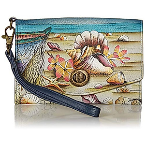 Anna by Anuschka Women's Hand-Painted Genuine Leather Vintage Wristlet Clutch - Caribbean Dream