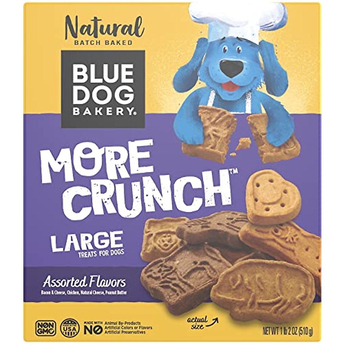 Blue Dog Bakery Natural Dog Treats, More Crunch Large, Assorted Flavors, 18oz Box, 1 Box