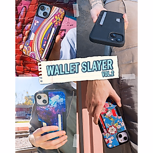 Smartish® iPhone 14 Plus Wallet Case - Wallet Slayer Vol. 2 [Slim + Protective] Credit Card Holder w/Kickstand - Drop Tested Hidden Card Slot Compatible w/Apple iPhone 14 Plus - Black Tie Affair