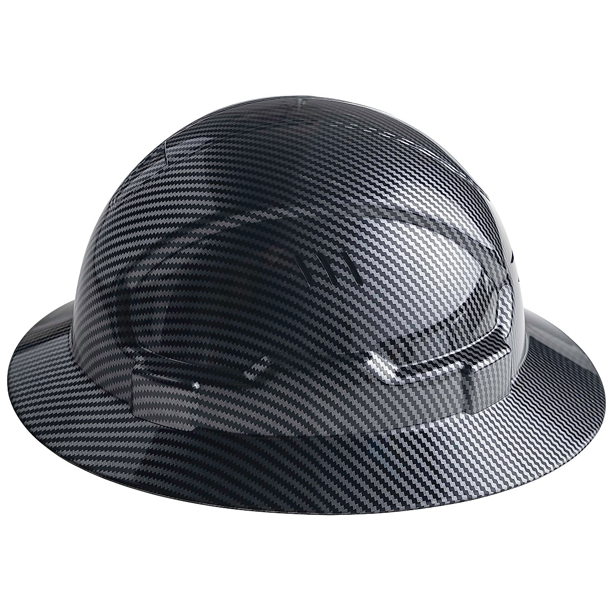 Full Brim Hard Hats Construction OSHA Approved Vented Safety Helmet Hard Hat, Cascos De Construccion Work Hardhat for Men/Women Custom Carbon Design 6 Point Ratcheting with Chin Strap (Black Graph)