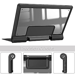 Fintie Hybrid Folio Case for Lenovo Yoga Tab 13 2021, Shockproof Cover with Clear Transparent Back Shell for Lenovo Yoga Tab 13" Tablet (YT-K606F), Black