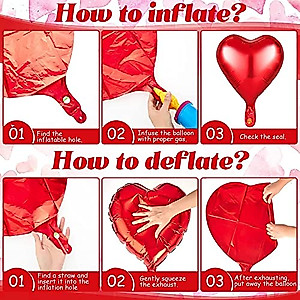 42 Inch Red Love Balloons for Valentines Day Decor, 4PCS Foil Love Balloons Romantic Large Helium Balloons for Valentines Day Decorations Anniversary Wedding Bridal Shower Party Decorations Supplies