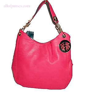 Metalic decor fuchsia pink golden ember chain satchel bag handbag purse