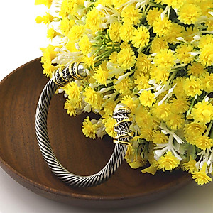 Twisted Cable Bracelet with Composite Shell Pearl 6" Antique Cuff Bracelets for Women