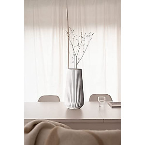 Bloomingville Tall White Ceramic Fluted Vase