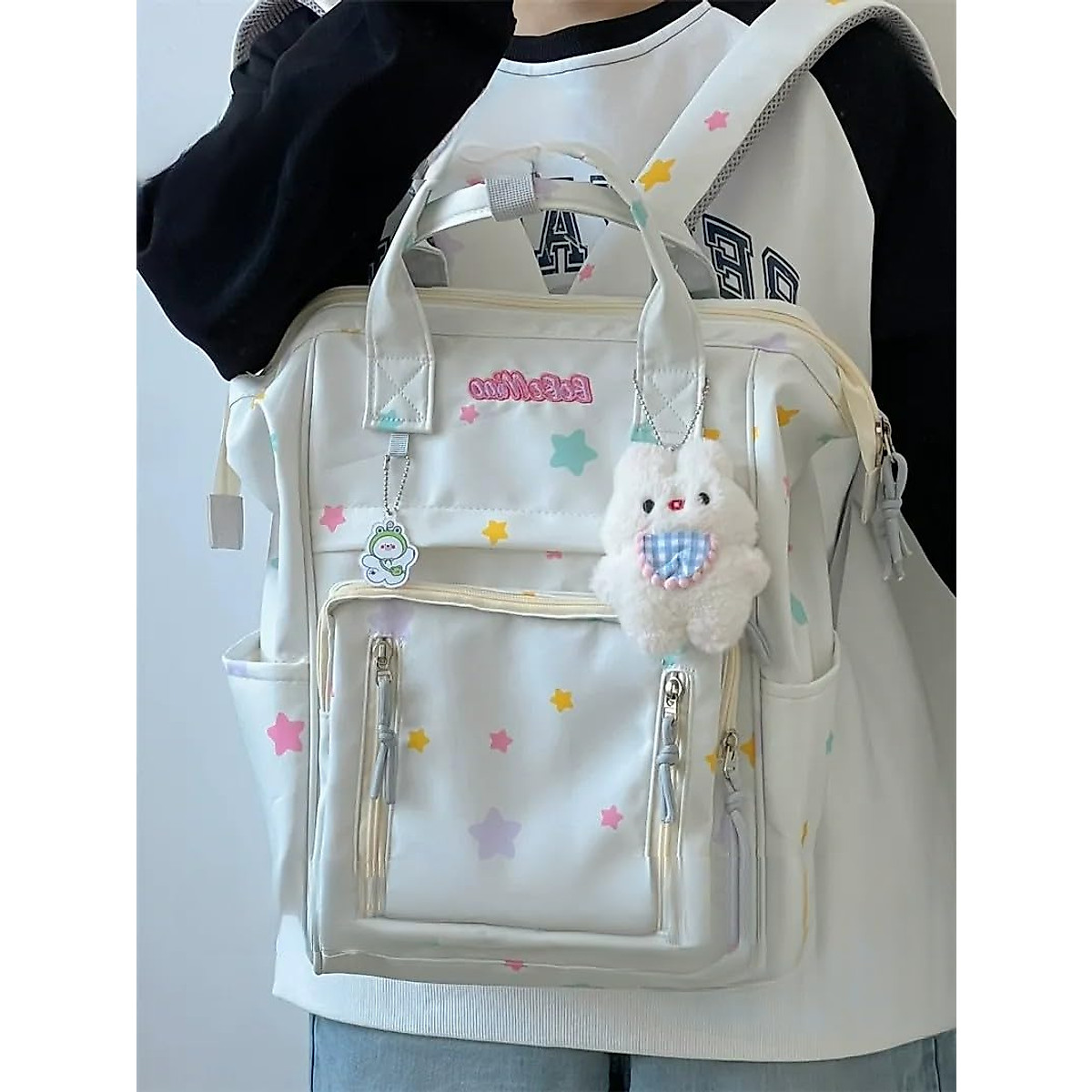 irLocy Star Backpack Y2K Backpack College Backpack Cute Preppy Backpack Aesthetic Backpack Y2K Accessories (beige)
