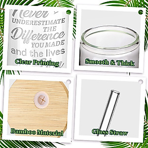 Jinei 4 Pcs 16 oz Employee Appreciation Gifts for Coworkers Bulk Inspirational Gifts Glass Cups with Bamboo Lids and Straws Set You're Awesome Thank You Gifts for Women Men