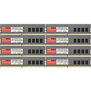NVTEK 128GB (8X16GB) DDR4 3200MHZ PC4-25600 UDIMM 2Rx8 1.2V CL22 288-PIN Non-ECC Unbuffered Desktop PC Computer Memory KIT