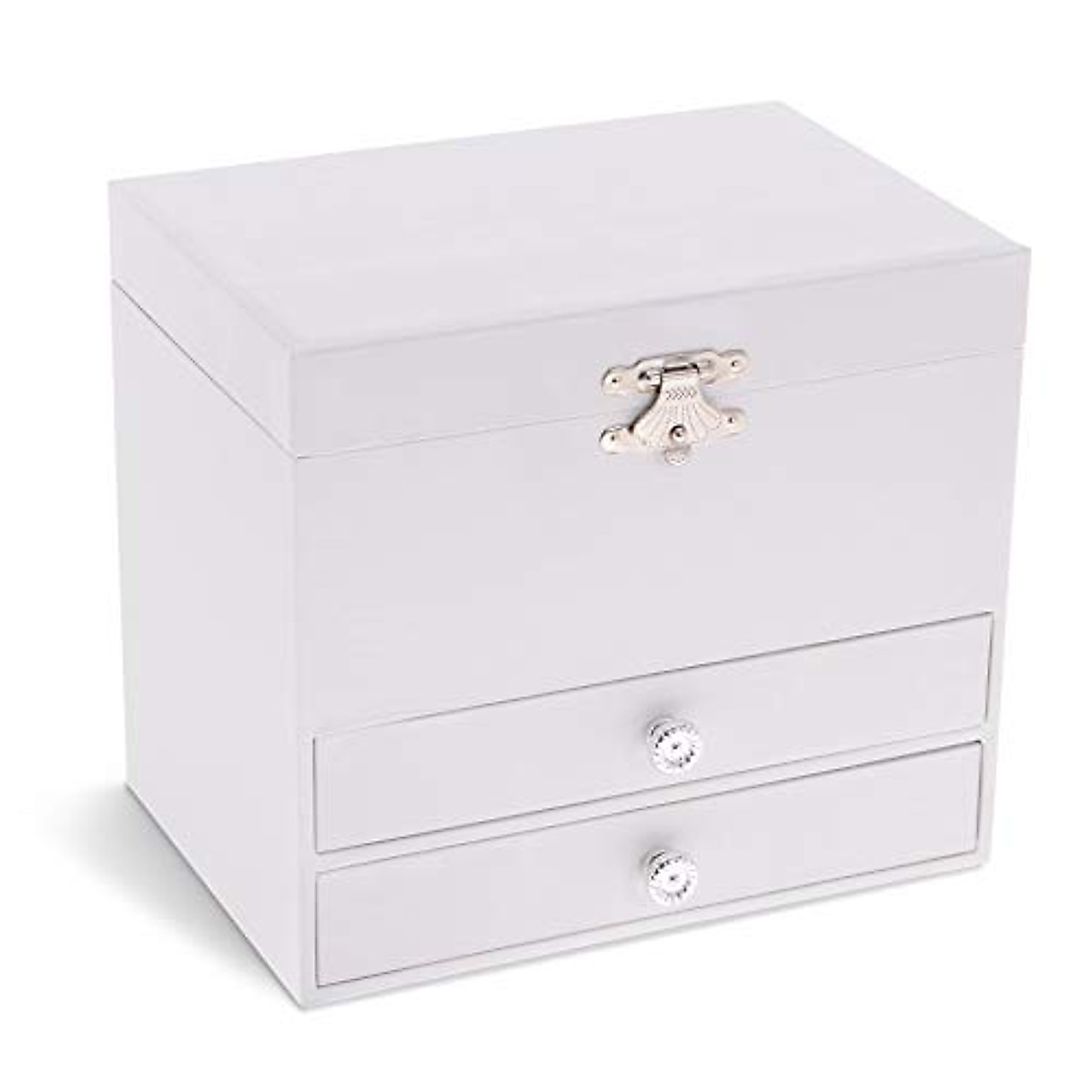 Jewelkeeper Personalize-Your-Own White Musical Ballerina Jewelry Box with 2 Pullout Drawers, You are My Sunshine Tune