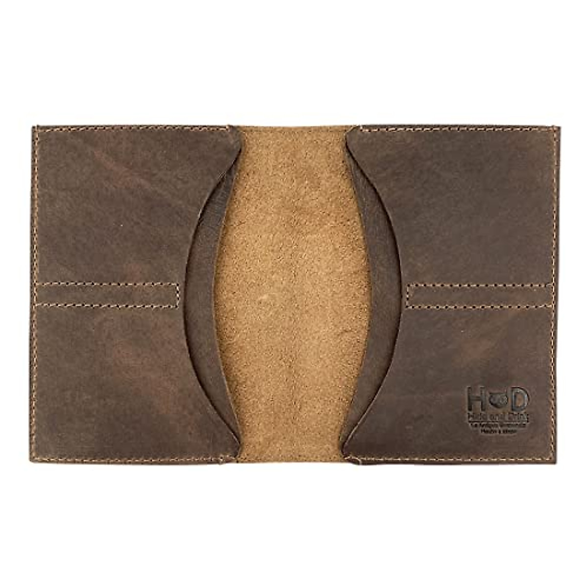Hide & Drink, Double Passport Organizer with Card Slots, Bifold Passport Case, Rustic Card Holder, Travel Accessory, Full Grain Leather, Handmade, Bourbon Brown