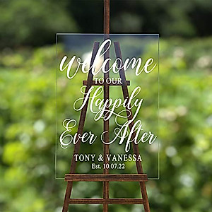 Welcome to Our Happily Ever After Wedding Sign Personalized Chalkboard Stickers