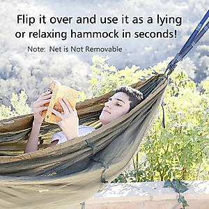 Sunyear Camping Hammock, Portable Double Hammock with Net, 2 Person Hammock Tent with 2 * 10ft Straps, Best for Outdoor Hiking Survival Travel