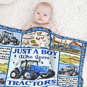 Tractor Blanket Farm Truck Blanket Gifts for Boys Kids Just A Boy Who Loves Tractors Blanket Super Warm Soft Throw for Bed Camping Sofa Decor Trucks Car Lover Gifts 30''x40''-XS
