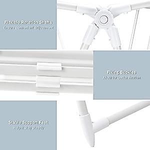 COSTWAY Clothes Drying Rack, 2-Tier Folding Dryer Racks w/Height-Adjustable Wings, 28 Drying Rails, No Assembly, Collapsible Laundry Hanger for Indoor & Outdoor Use, White