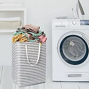 Homlikelan 2-Pack 77L Laundry Hamper with Handles,Collapsible Large Laundry Basket,Freestanding Storage Basket,Clothes Hamper for Toys Clothes Organizer Grey