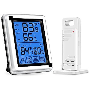 Hygrometer Humidity Gauge Meter - Wireless Indoor Outdoor Thermometer with 1 Remote Sensor - Room Thermometer for Home, Temperature and Humidity Monitor for Greenhouse Nursery Garden, 200ft/60m Range