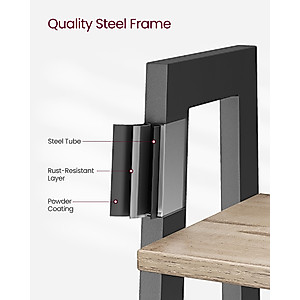 VASAGLE Ladder Shelf, 5-Tier Bookshelf, Storage Rack, Bookcase with Steel Frame, for Living Room Home Office, Kitchen, Bedroom, Industrial Style, Camel Brown + Black