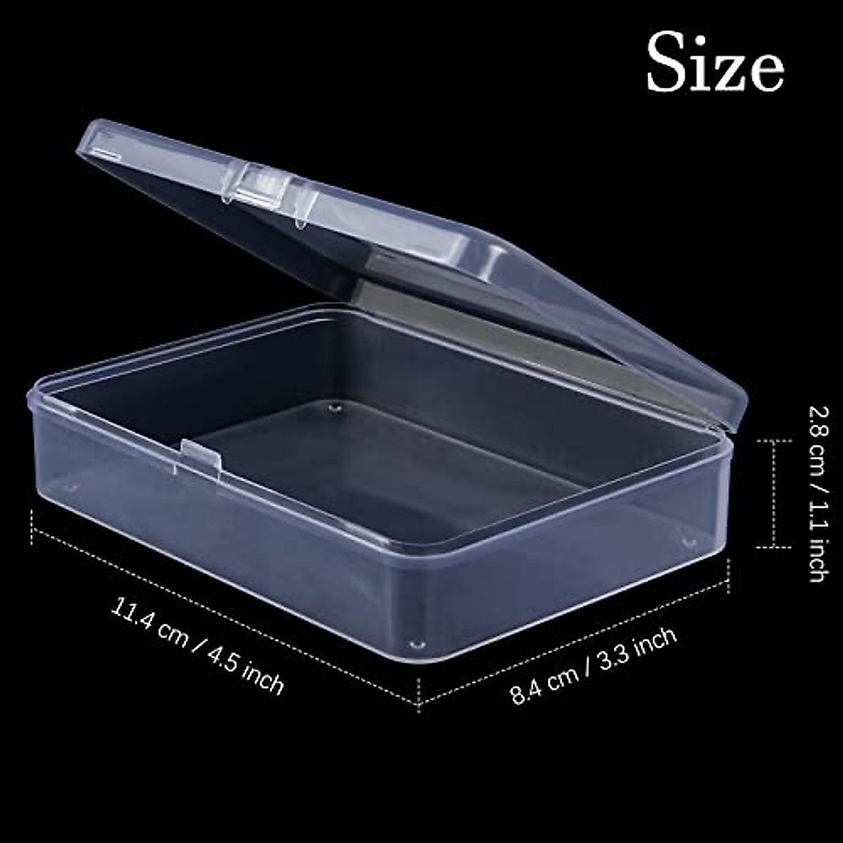 ZORRITA 6 Pack Small Plastic Containers with Hinged Lids, Rectangle Clear Plastic Storage Boxes for Beads, Jewelry, Game Pieces and Crafts Items (4.5 x 3.3 x 1.1 Inch)