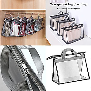Loloka 10 Packs Clear Handbags Storage, Extra Size Purse Storage Organizer for Closet with Zipper and Handles (10 Packs)