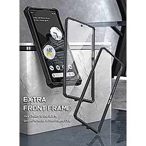 Poetic Guardian Series Case [20FT Mil-Grade Drop Tested] Designed for Google Pixel 7 Pro 5G, Built-in Screen Protector Work with Fingerprint ID, Full Body Hybrid Shockproof Rugged Case, Black/Clear