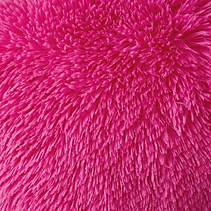 ANRODUO Pack of 2 Hot Pink Throw Pillow Covers Luxury Fluffy Pillows Faux Fur Decorative Pillows Plush Cushion Case Fuzzy Mongolian Merin Style for Bed Couch Sofa Living Room Spring Decor 18x18 Inch