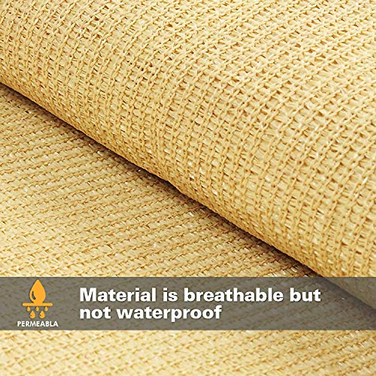 Cisvio 8'x10' Sand Rectangle Sun Shade Sail Canopy UV Block Awning Heavy Duty Commercial Shade Sail for Patio Grade Garden Backyard
