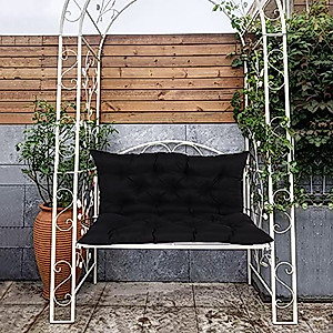 Hruile Waterproof Outdoor Swing Cushion with Backrest, 4 Inches Thicken Bench Pad Cushion Seat Cushion Pad, 2 or 3 Seater Garden Bench Cushion Patio Furniture Swing Pad,59x40in,Khaki