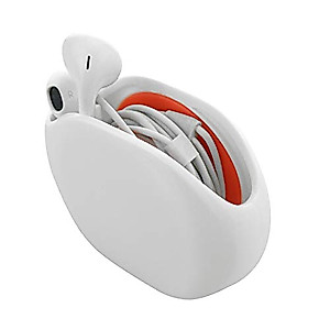 Geekria in-Ear Headset Smart Storage Box/Headphone Cable Storage Organizer/Earbuds Holder Case/Earphone Bobbin Winder Wrap/Cord Tangle-Free Portable Manager/Wire Keeper (White)
