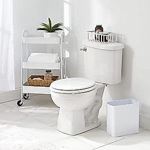 mDesign Small Metal 2.4 Gallon Trash Can Wastebasket Garbage Bin for Bathroom - Mini Slim Rubbish Waste Bin Trashcans for Master or Guest Bath, Bedroom, Garage, Laundry Room, or Playroom, White, Pack of 1