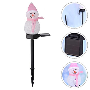NUOBESTY 1pc Christmas Solar Christmas Night Light Christmas Pathway Markers Snowman Landscape Light Exterior Solar Powered Lights Creative Lawn Light Outdoor Ground Plug