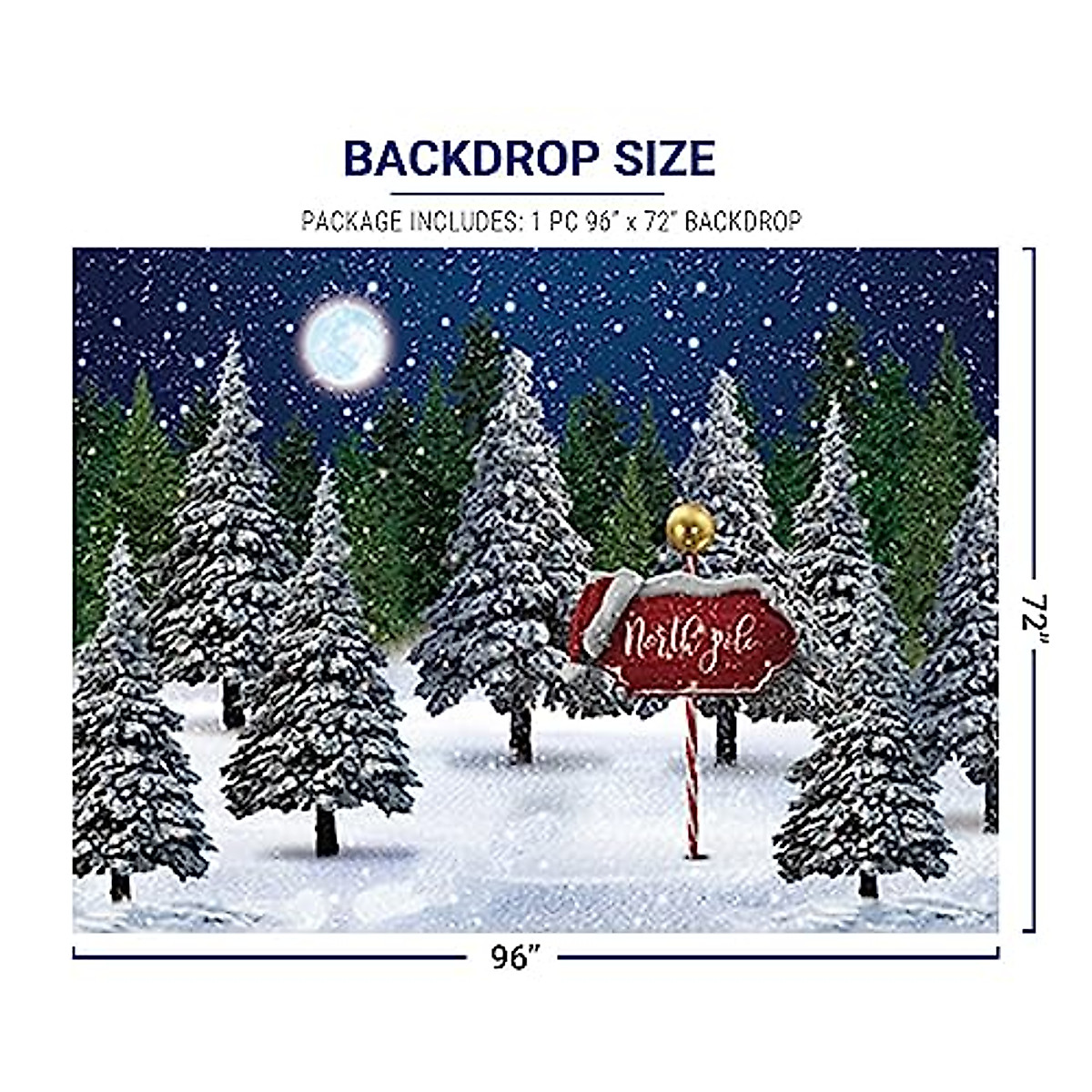 Allenjoy Winter Snowing Night Landscape Forest Backdrop Christmas Wonderland North Pole Moon Snowflake Snow Scene Pine Kids Newborn Photo Booth Props Baby Shower 8x6ft Photography Background