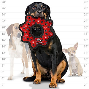 TUFFY- World's Tuffest Soft Dog Toy- Ultimate Gear Ring - Red Paw-Squeakers - Multiple Layers. Made Durable, Strong & Tough.Interactive Play (Tug,Toss & Fetch).Machine Washable & Floats.